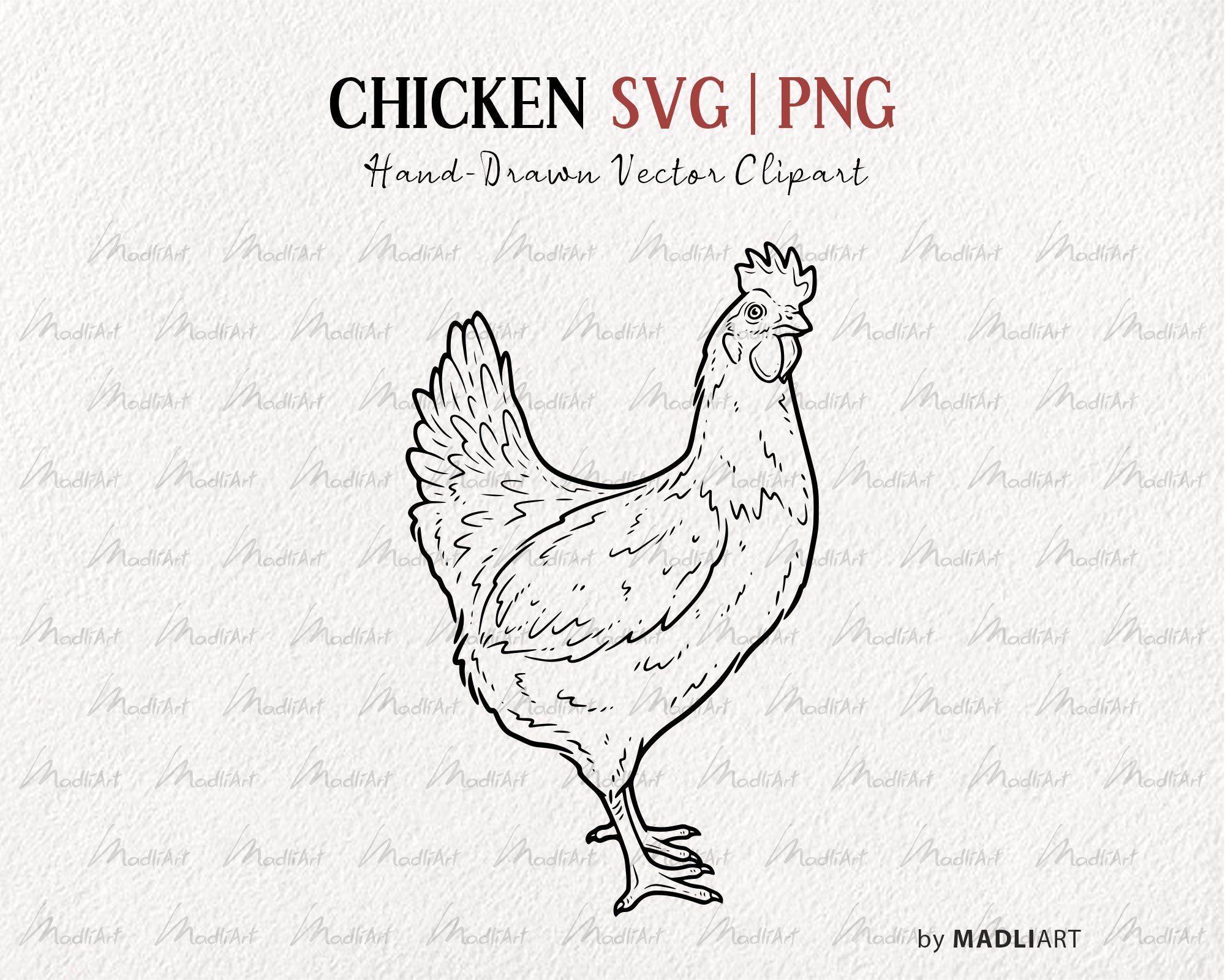 Chicken SVG Clipart. Farm Bird Vector Art. Hen Outline Drawing. Bird ...