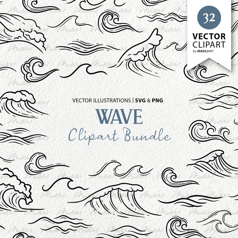 Waves Doodle Illustration - Etsy