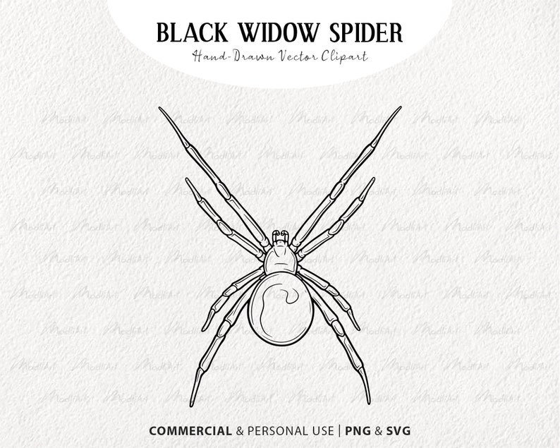 Black Widow Spider Vector Clip Art. Digital Printable Insect - Etsy