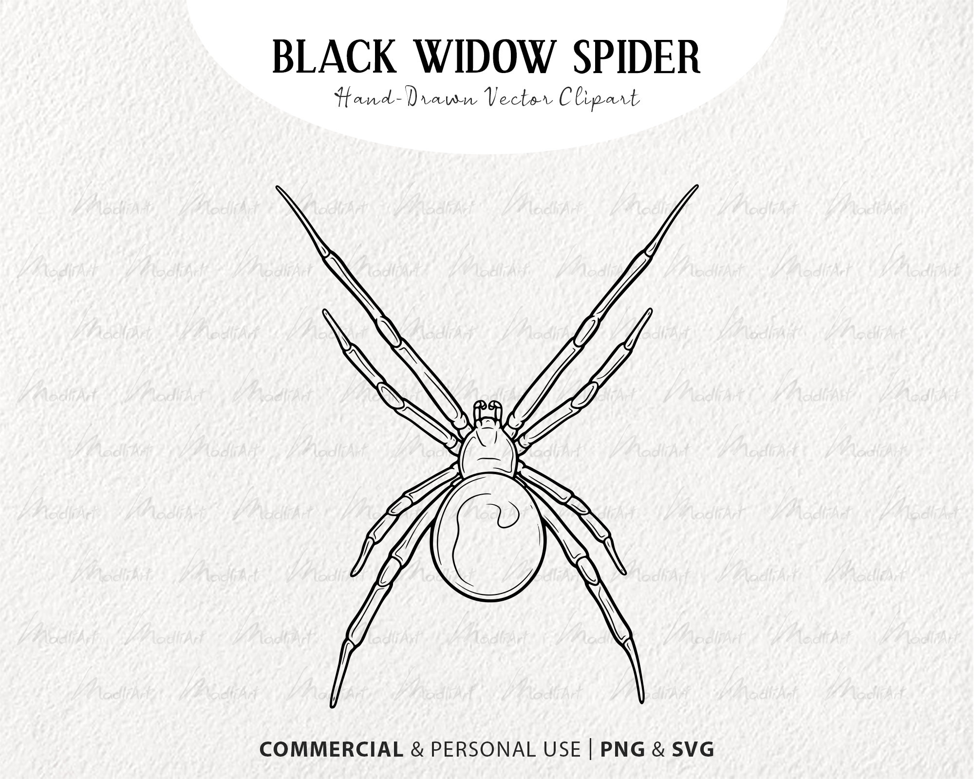 Black Widow Spider Vector Clip Art. Digital Printable Insect - Etsy