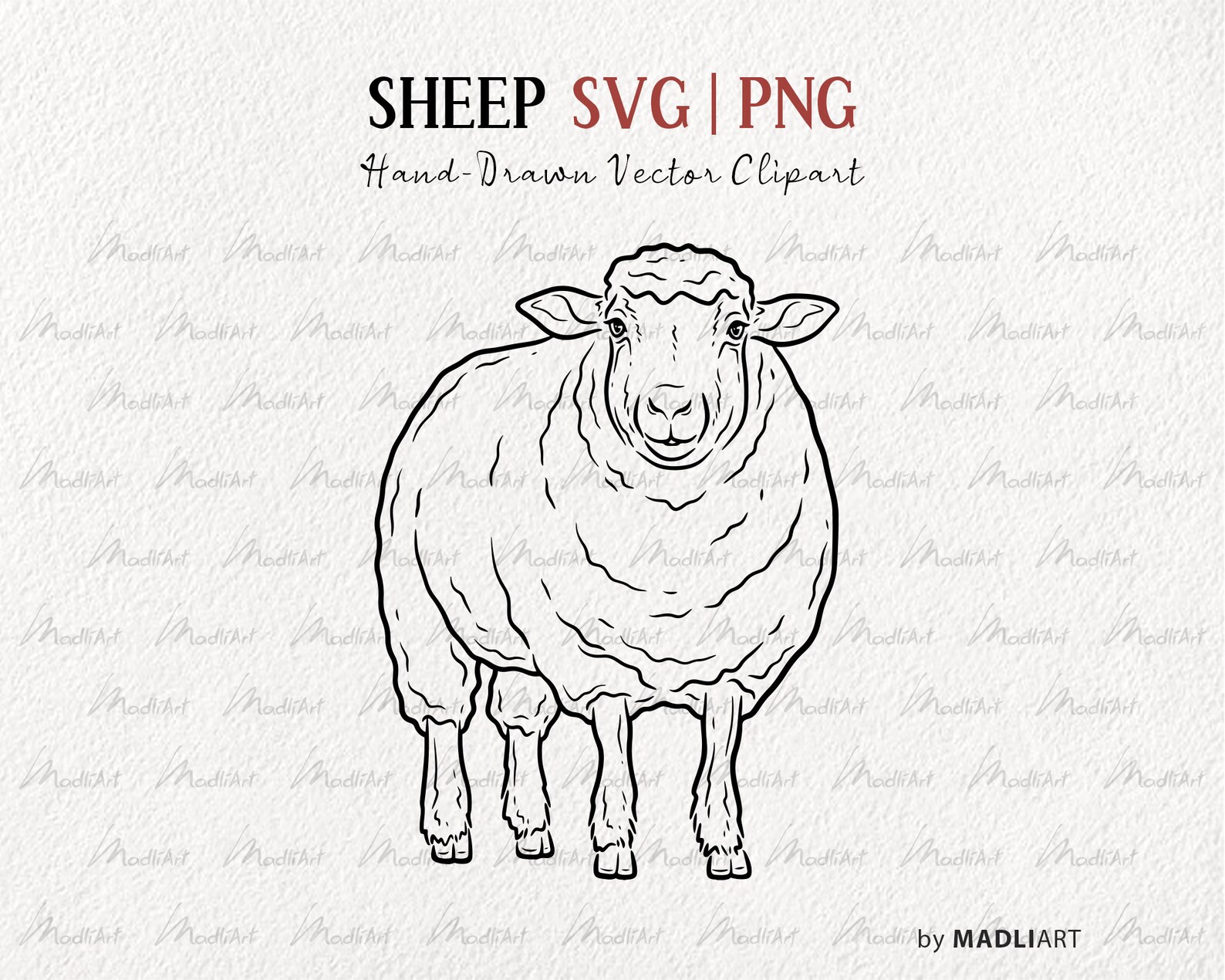 Sheep SVG Clipart. Sheep Clipart Outline Drawing. Sheep Vector Line Art ...