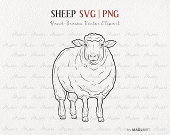 Sheep SVG Clipart. Sheep Clipart Line Drawing. Sheep Vector Outline ...