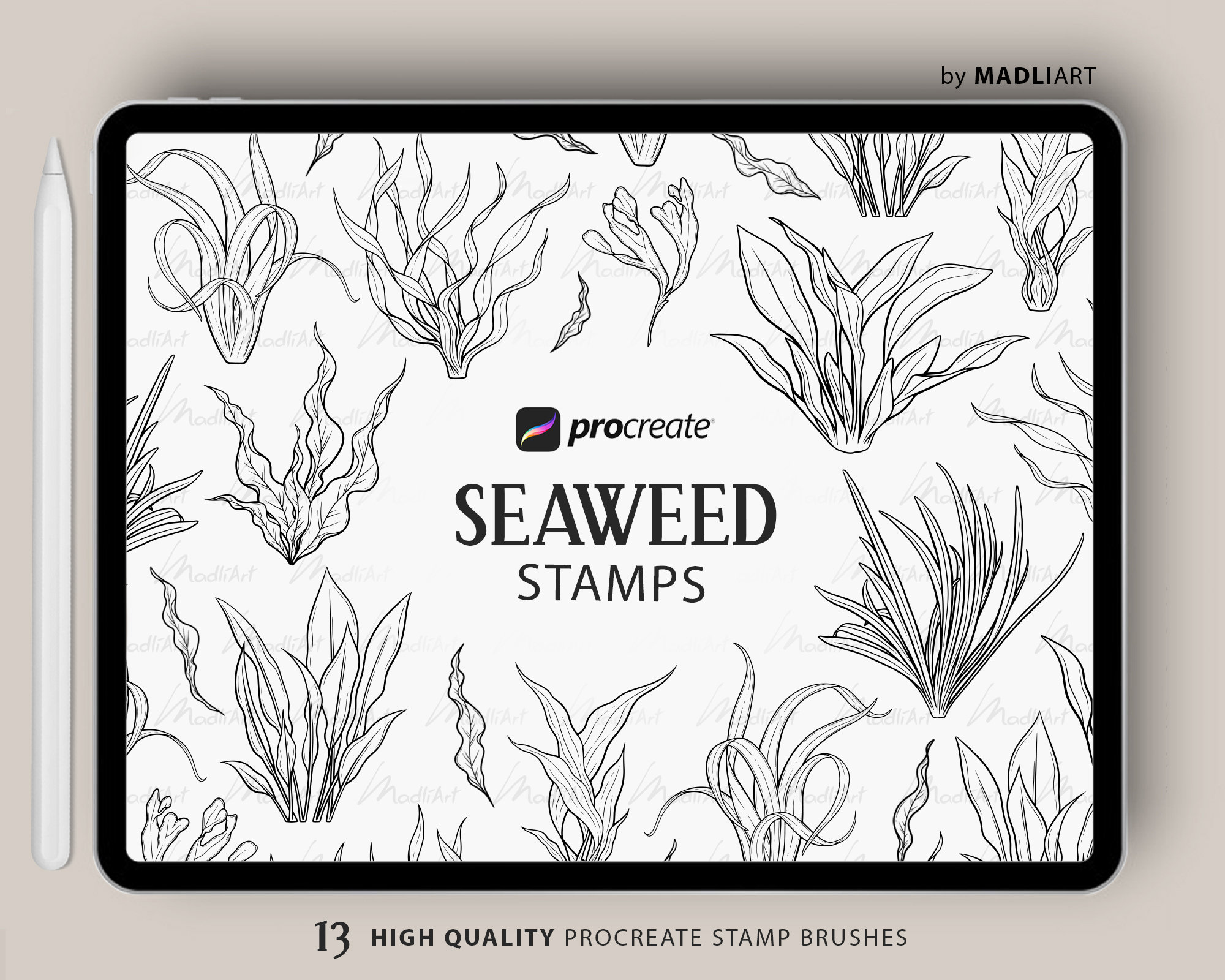 13 Procreate Seaweed Stamps. Ocean Plant Tattoo Design. - Etsy