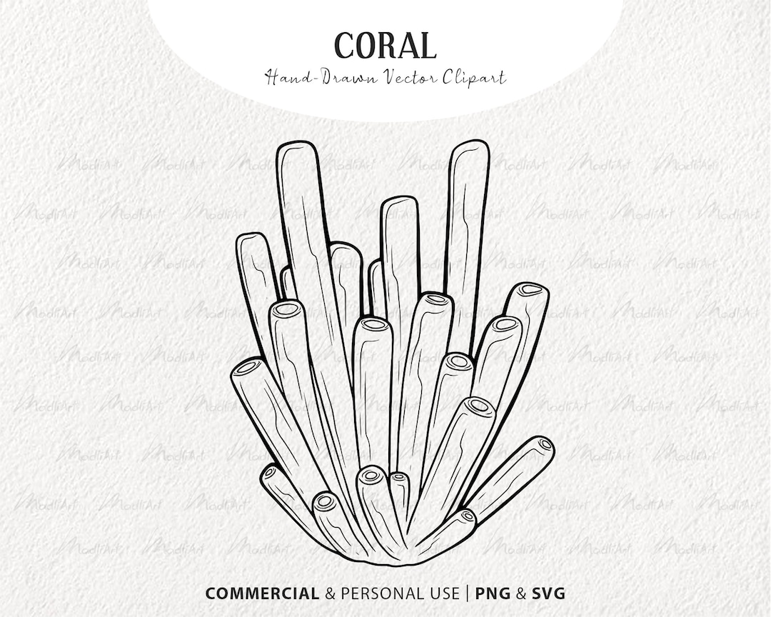 Coral SVG Clipart. Coral Vector Line Art. Coral Reef Illustration ...