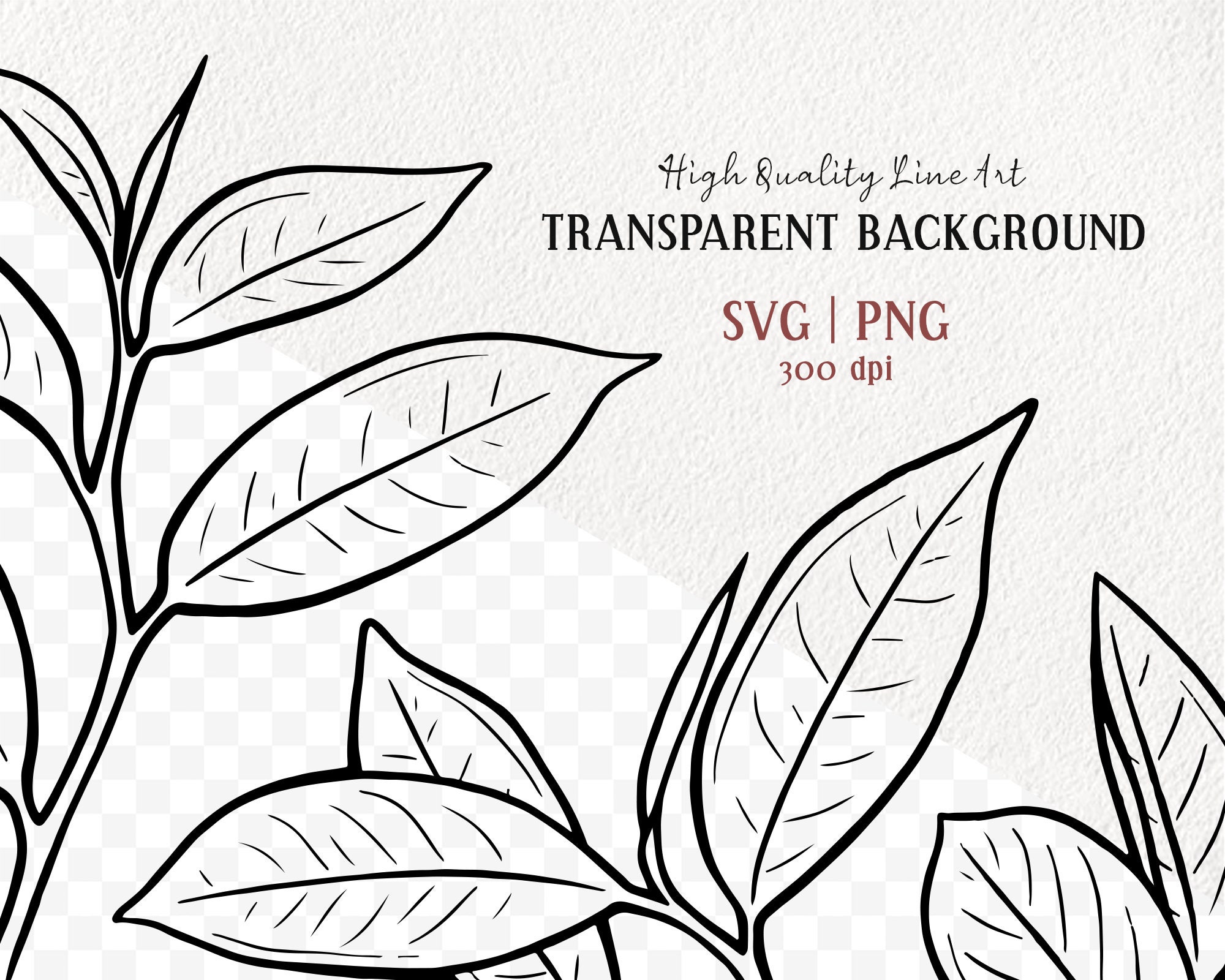 Small Leaves SVG Clipart Bundle. 8 Vector Spring Leaves. Botanical Line ...
