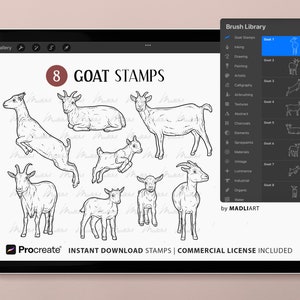 8 Goat Procreate Stamps. Goat Tattoo Design. Farm Animal Stamp Brushes ...