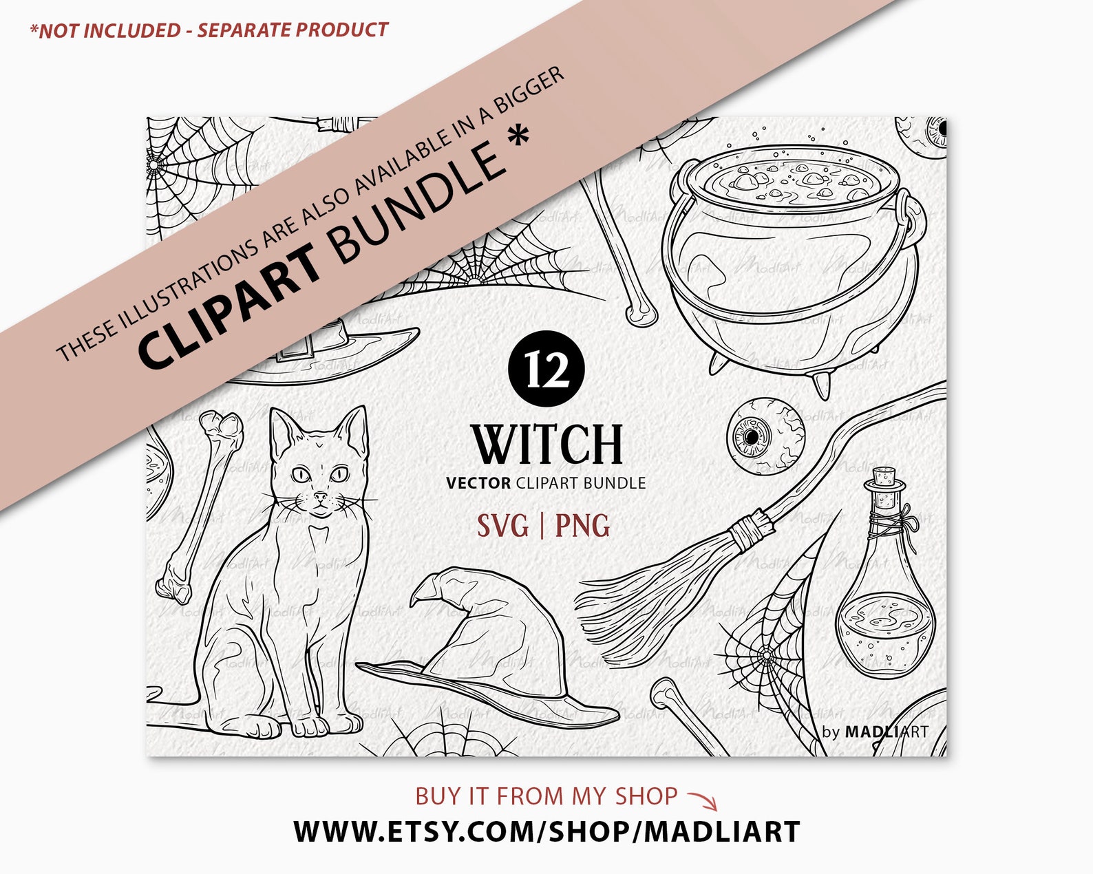 Witch Cauldron SVG Clipart. Witches Brew Vector Art. Wizard Potion Line ...
