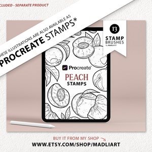 Peach SVG Clipart Bundle. 13 Vector Peaches. Peach Tree Branches, Fruit ...