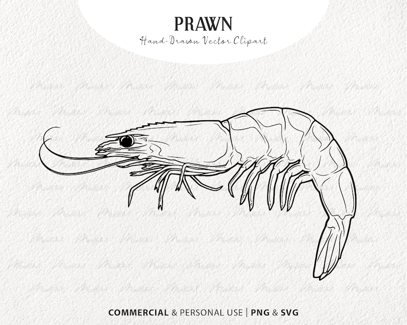 Prawn SVG Clipart. Crab Svg Art. Ocean Animal Prawn Vector Line ...