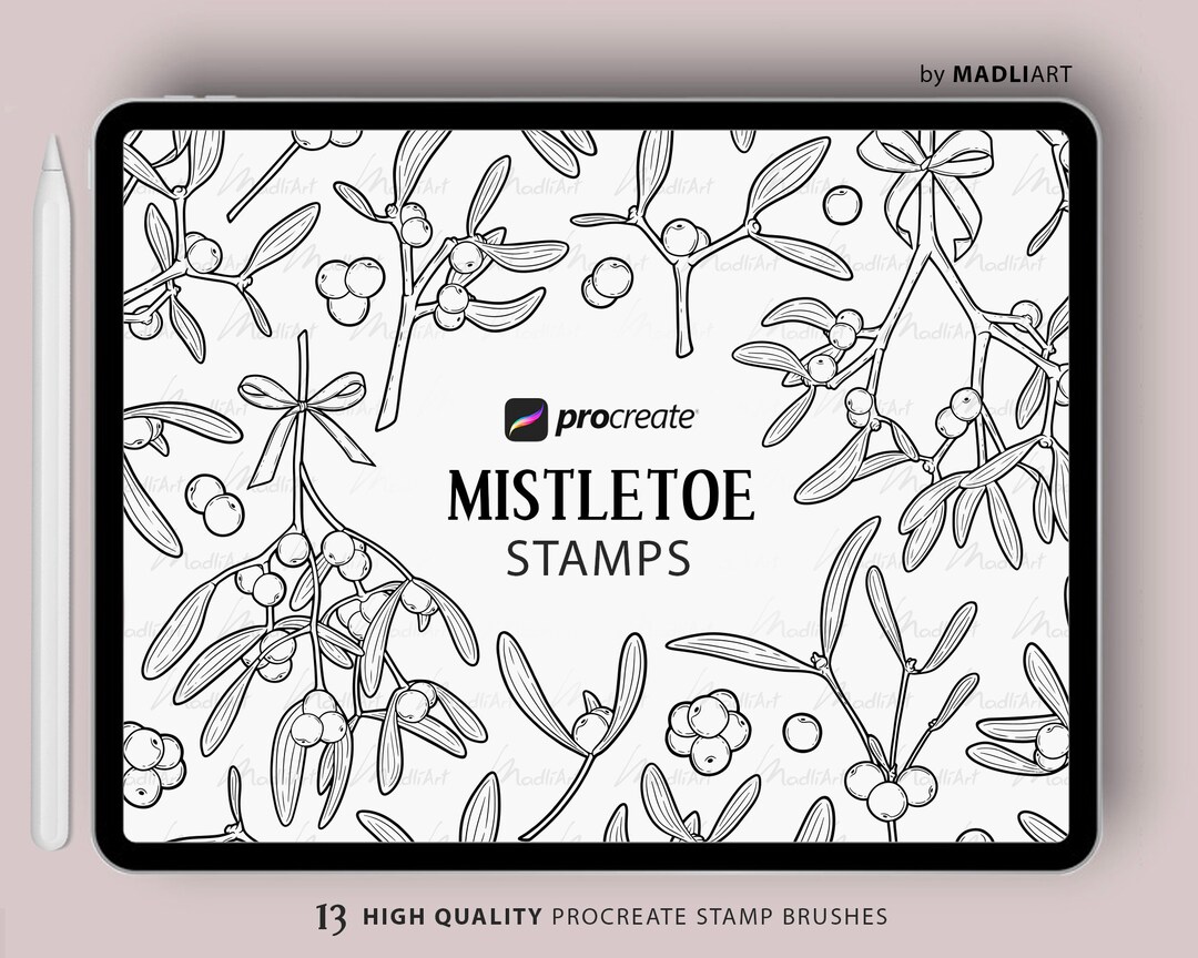 Christmas Mistletoe Procreate Stamps. Winter Leaves Tattoo - Etsy UK