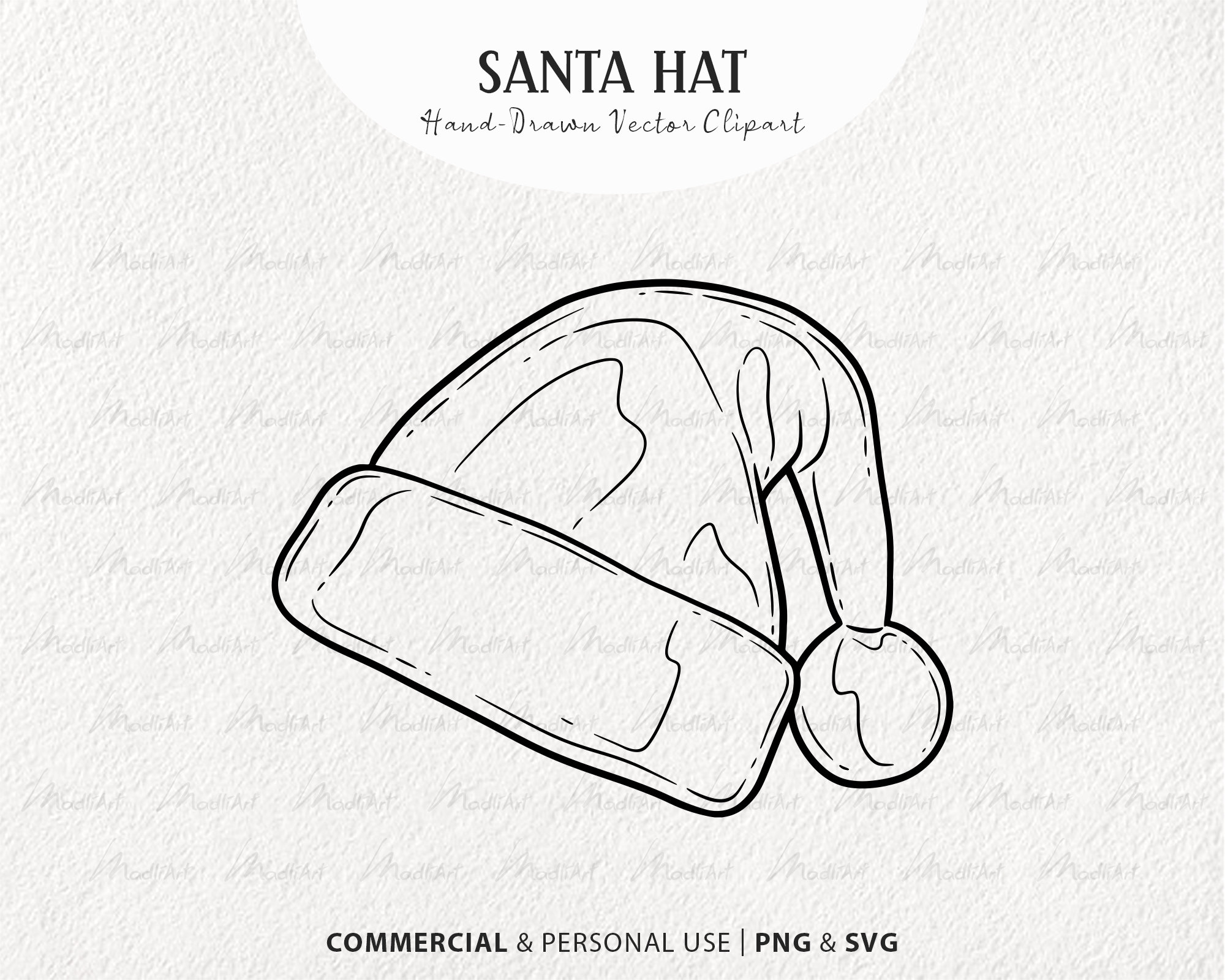 Santa Hat Vector Clipart. Santa Claus Hat SVG Outline. - Etsy