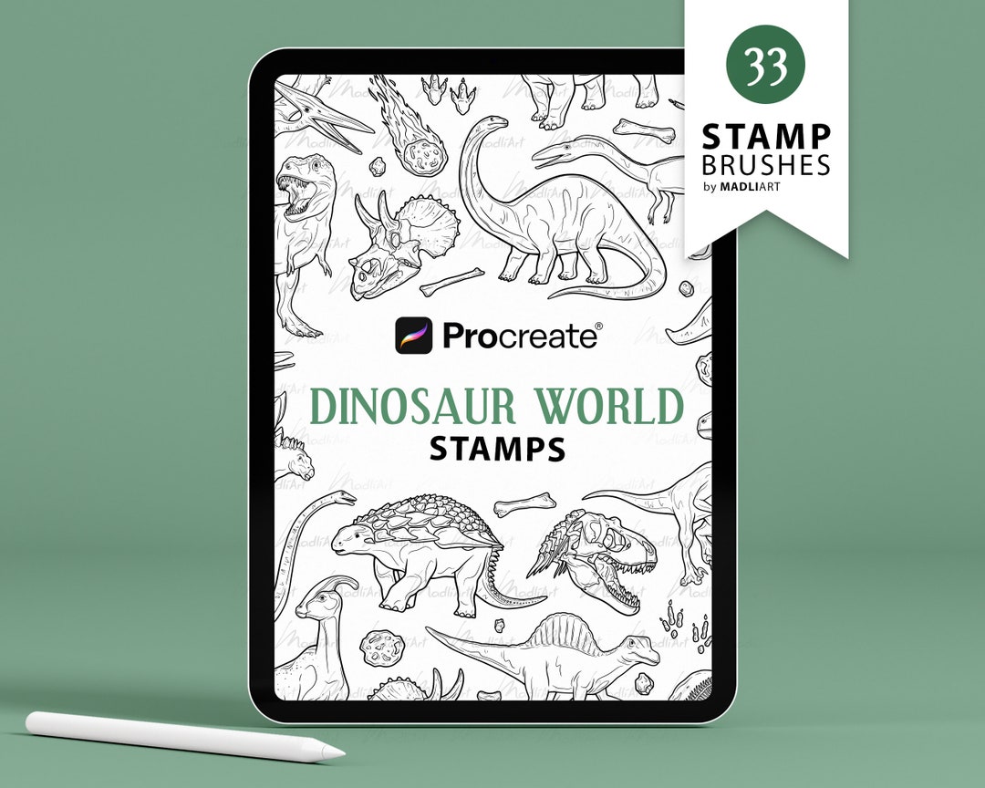 33 Procreate Dinosaur Stamp. Dinosaur Tattoo Design. Jurassic Dino Line ...