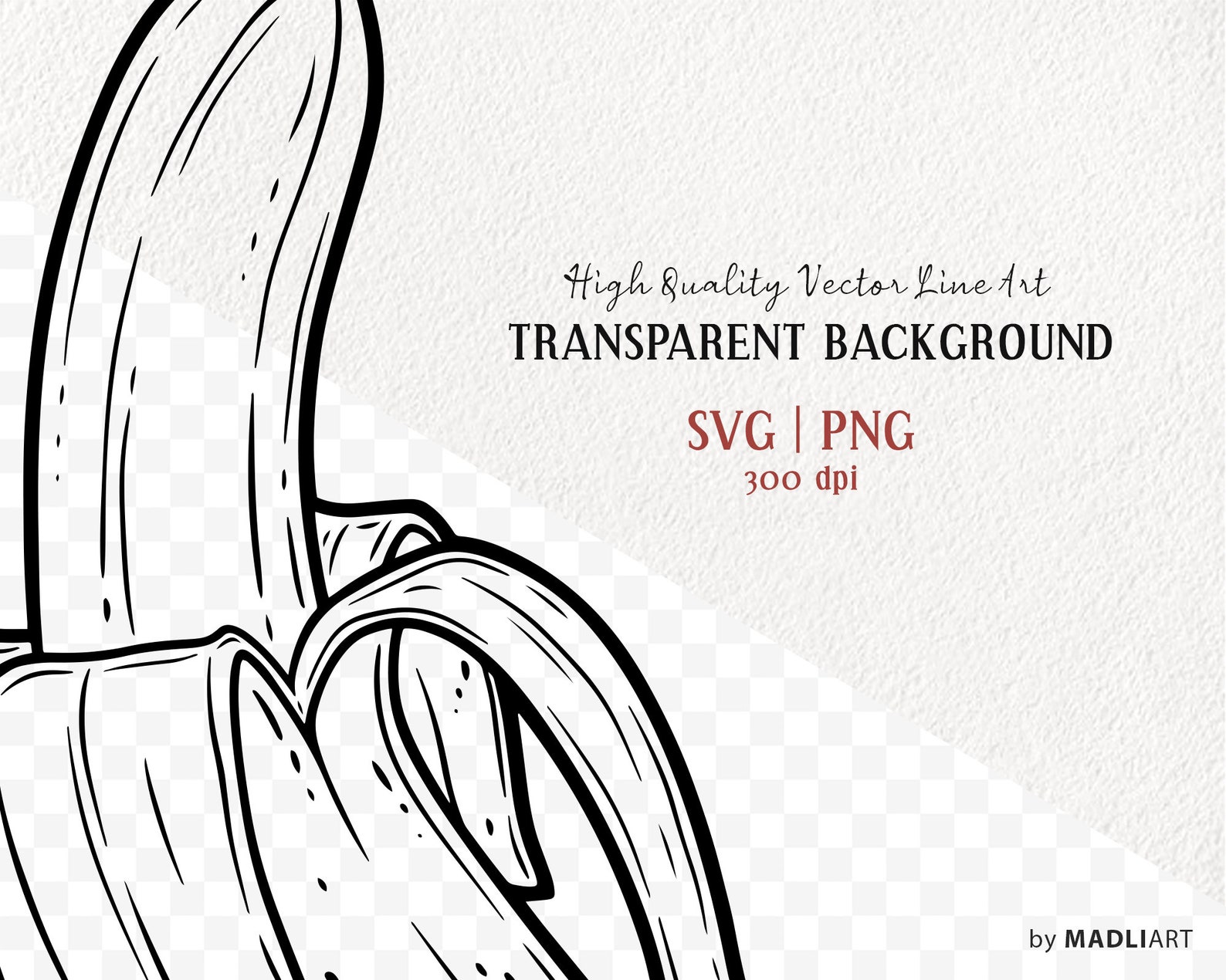 Peeled Banana SVG Clipart. Banana Vector Line Art. Banana Fruit Outline ...