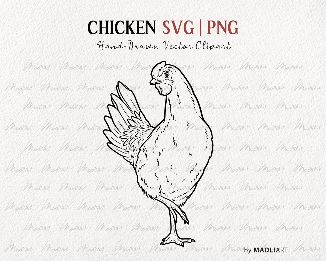 Chicken SVG Clipart. Farm Bird Vector Art. Hen Outline Drawing. Bird ...