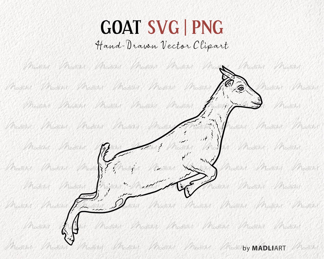 Jumping Goat SVG Clipart. Goat Vector Line Art. Farm Animal Drawing ...