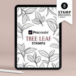 8 Procreate Leaf Stamps. Tree Leaves Tattoo Design. Botanical Line Art ...