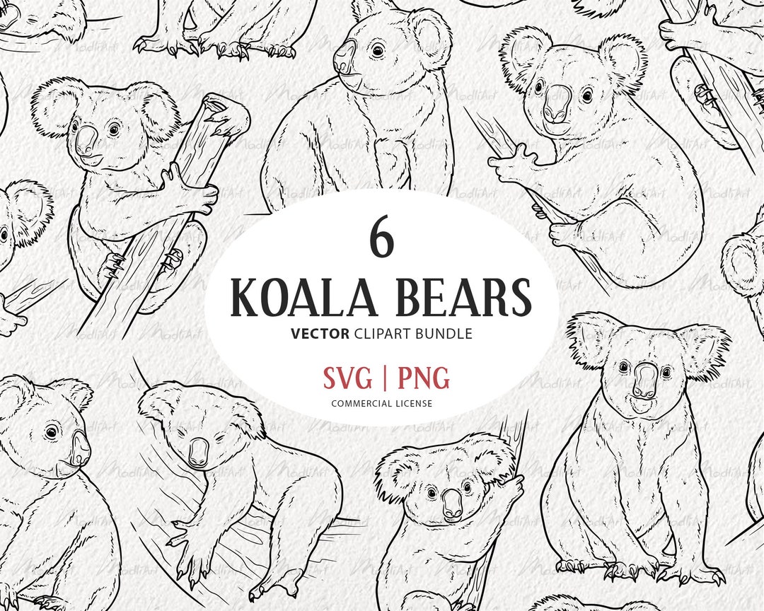 Koala Bear Vector Clipart Bundle. Cute Koala Outline - Etsy Australia