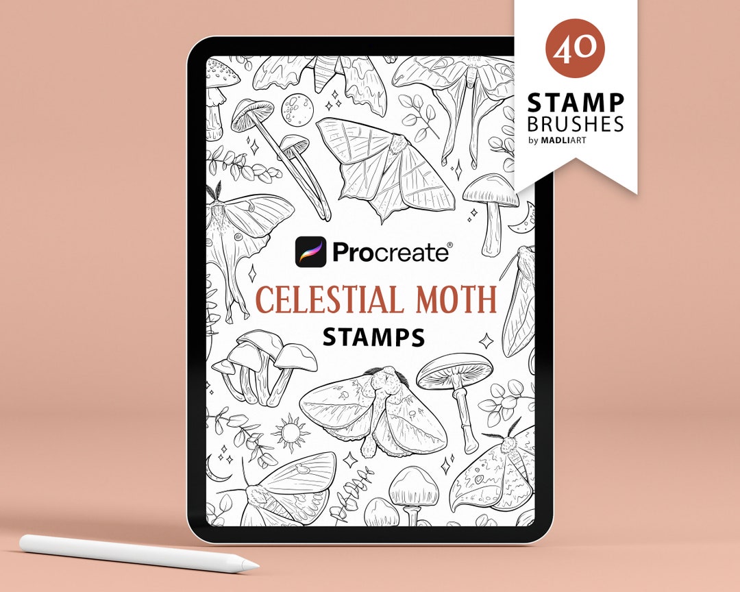 40 Procreate Celestial Moth Stamps. Mystical Butterfly Tattoo Designs ...