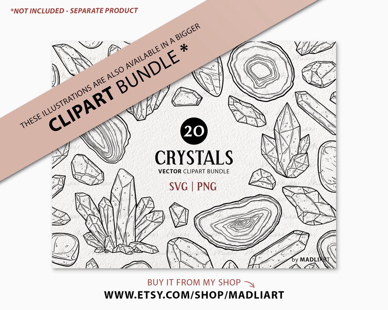 3 Gemstones Vector Clipart Set. Celestial Crystal SVG Outline ...