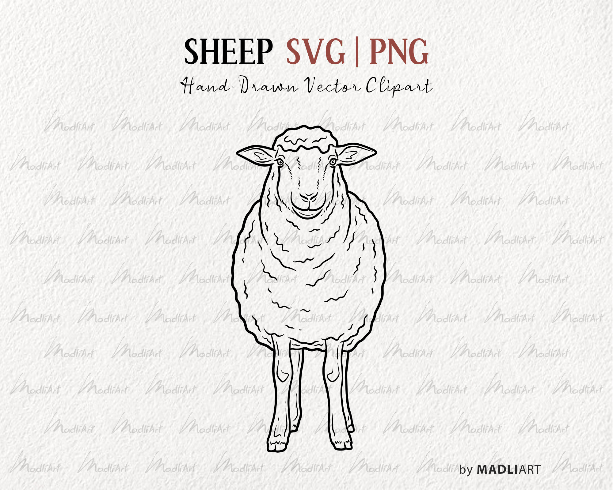 Sheep SVG Clipart. Sheep Clipart Line Drawing. Sheep Vector Outline ...