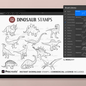 12 Procreate Dinosaur Stamps. Jurassic Tattoo Design. Prehistoric ...