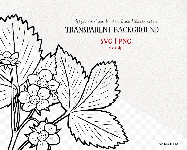 Strawberry SVG Clipart. Vector Strawberry Plant Outline. Strawberries ...