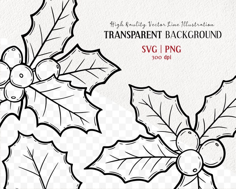 Christmas Holly SVG Clipart Set. Holly Vector Leaves. Xmas Mistletoe ...
