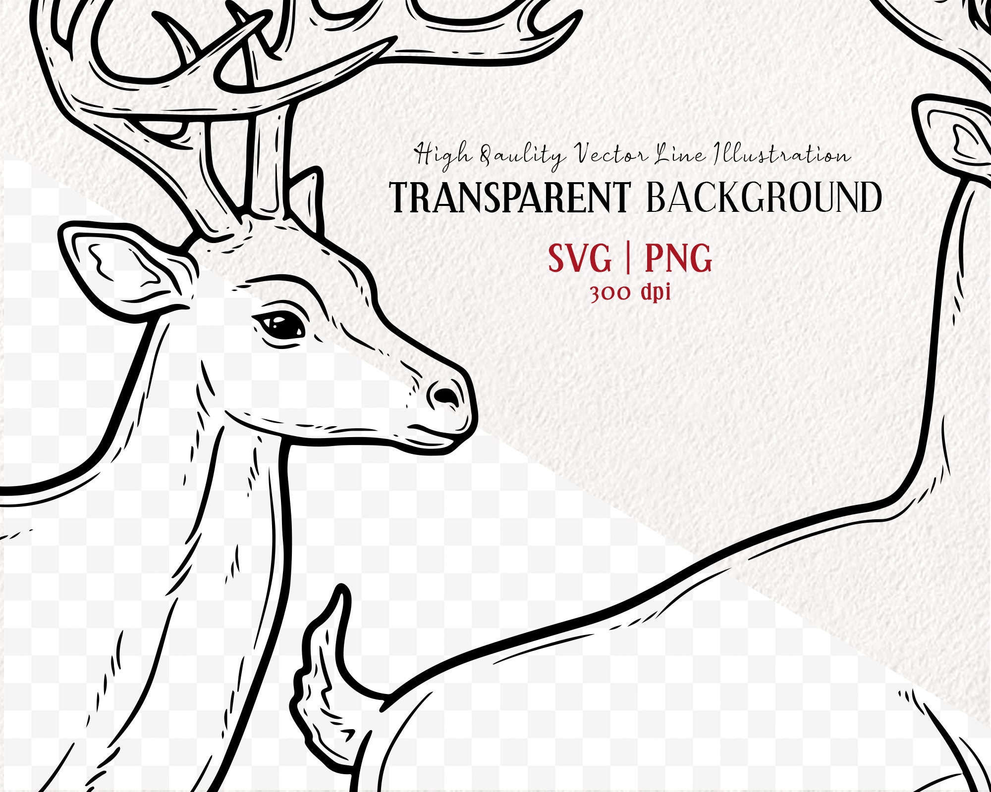 Reindeer SVG Clipart Set. Rudolph Outline. Christmas Deer - Etsy