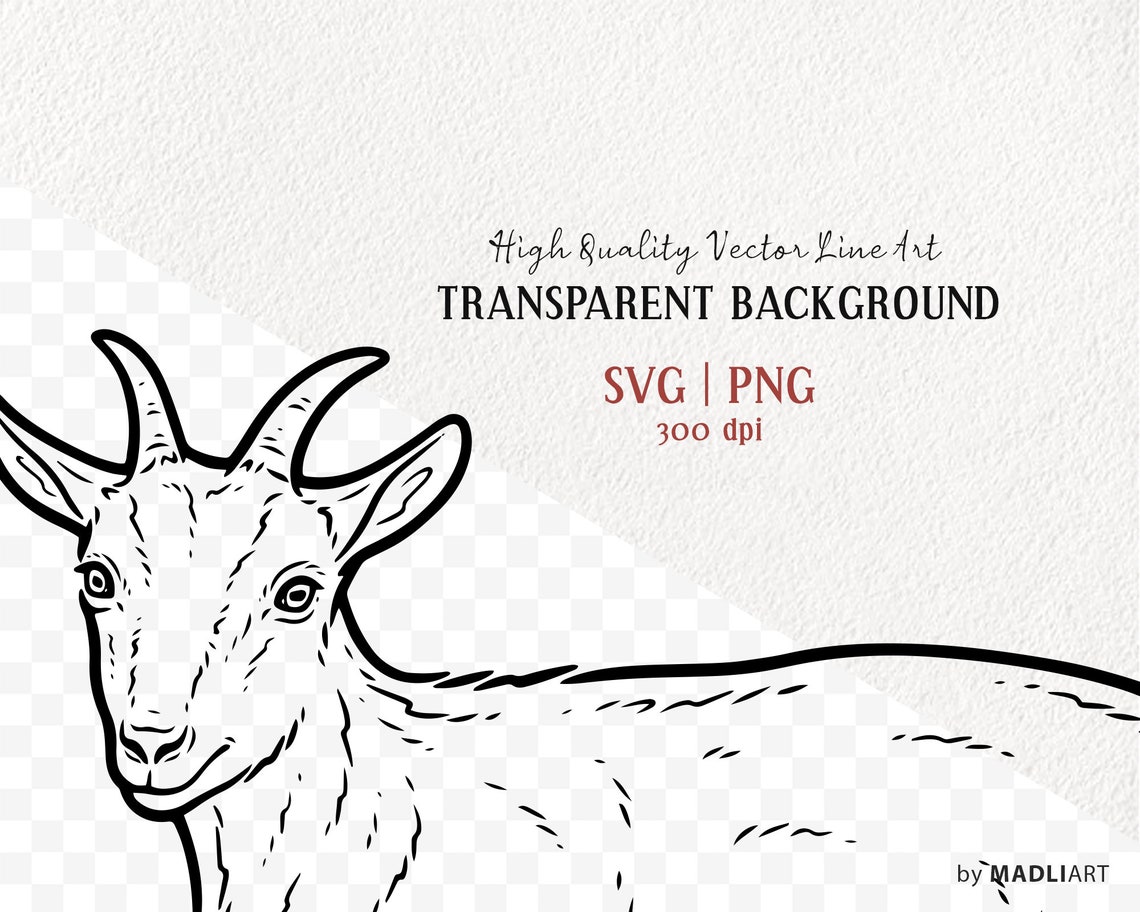 Goat SVG Clipart. Goat Vector Line Art. Farm Animal Drawing. Cute Goat ...