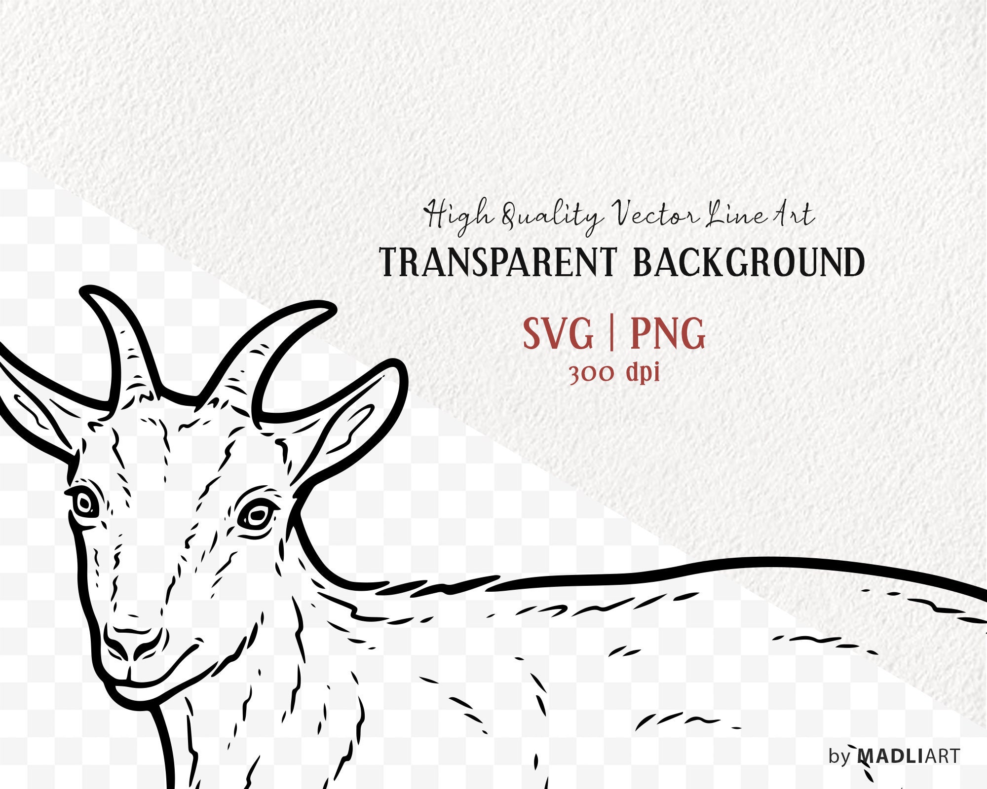 Goat SVG Clipart. Goat Vector Line Art. Farm Animal Drawing. Cute Goat ...