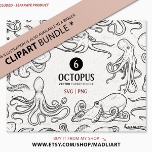 Octopus SVG Clipart. Kraken Vector Line Art. Octopus Vector Tentacles ...