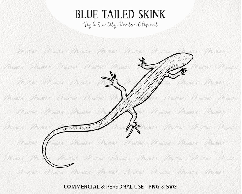 Blue-tailed Skink SVG Clipart. Snake Like Lizard Vector Drawing. Blue ...