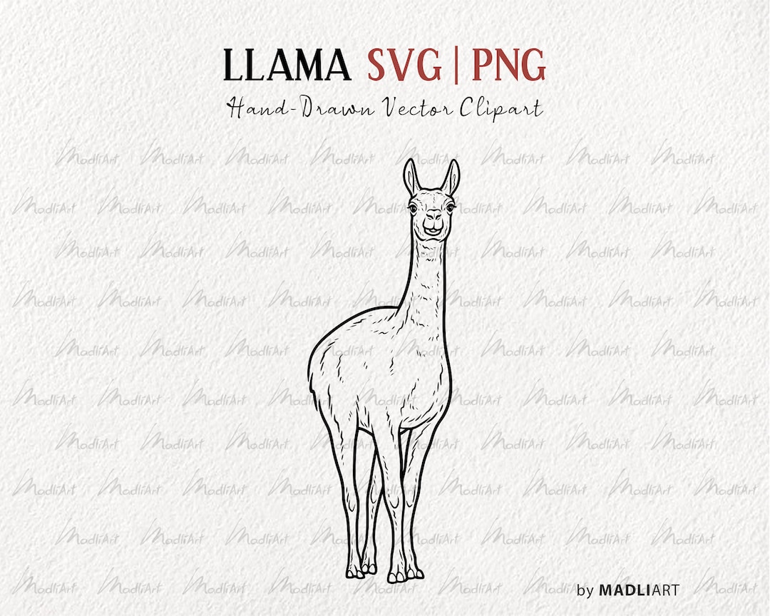Llama SVG Clipart. Alpaca SVG Line Drawing. Llama Vector Drawing. Llama ...