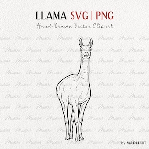 Llama SVG Clipart. Alpaca SVG Line Drawing. Llama Vector Drawing. Llama ...
