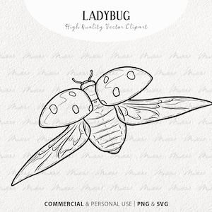Flying Ladybug SVG Clipart. Lady Bug Vector Outline Stamp. Cute Love ...