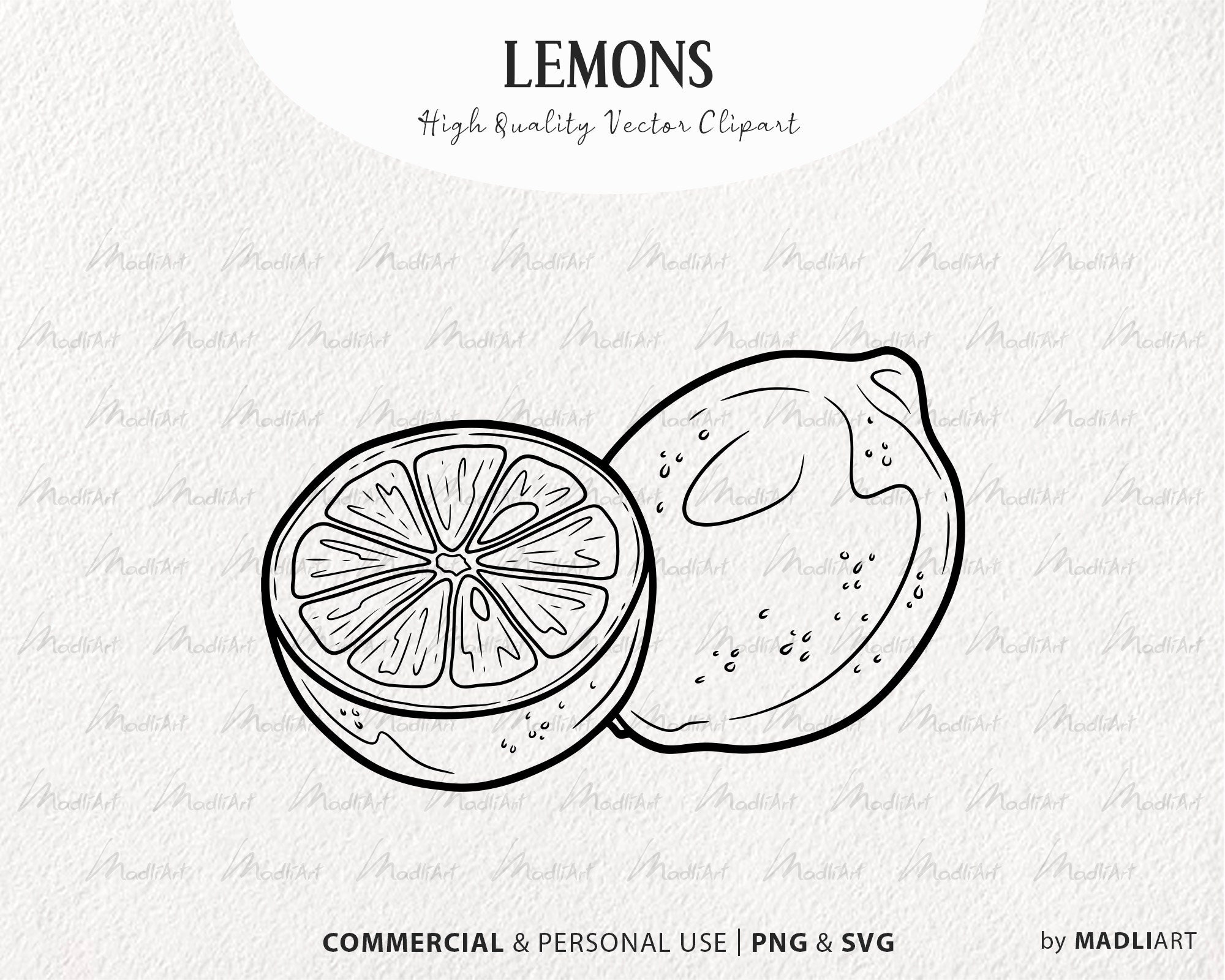 Lemon SVG Clipart. Vector Lemon. Lemon Tree Fruits. Citrus Slice ...