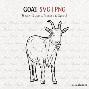 Goat SVG Clipart. Goat Vector Line Art. Farm Animal Drawing. Cute Goat ...
