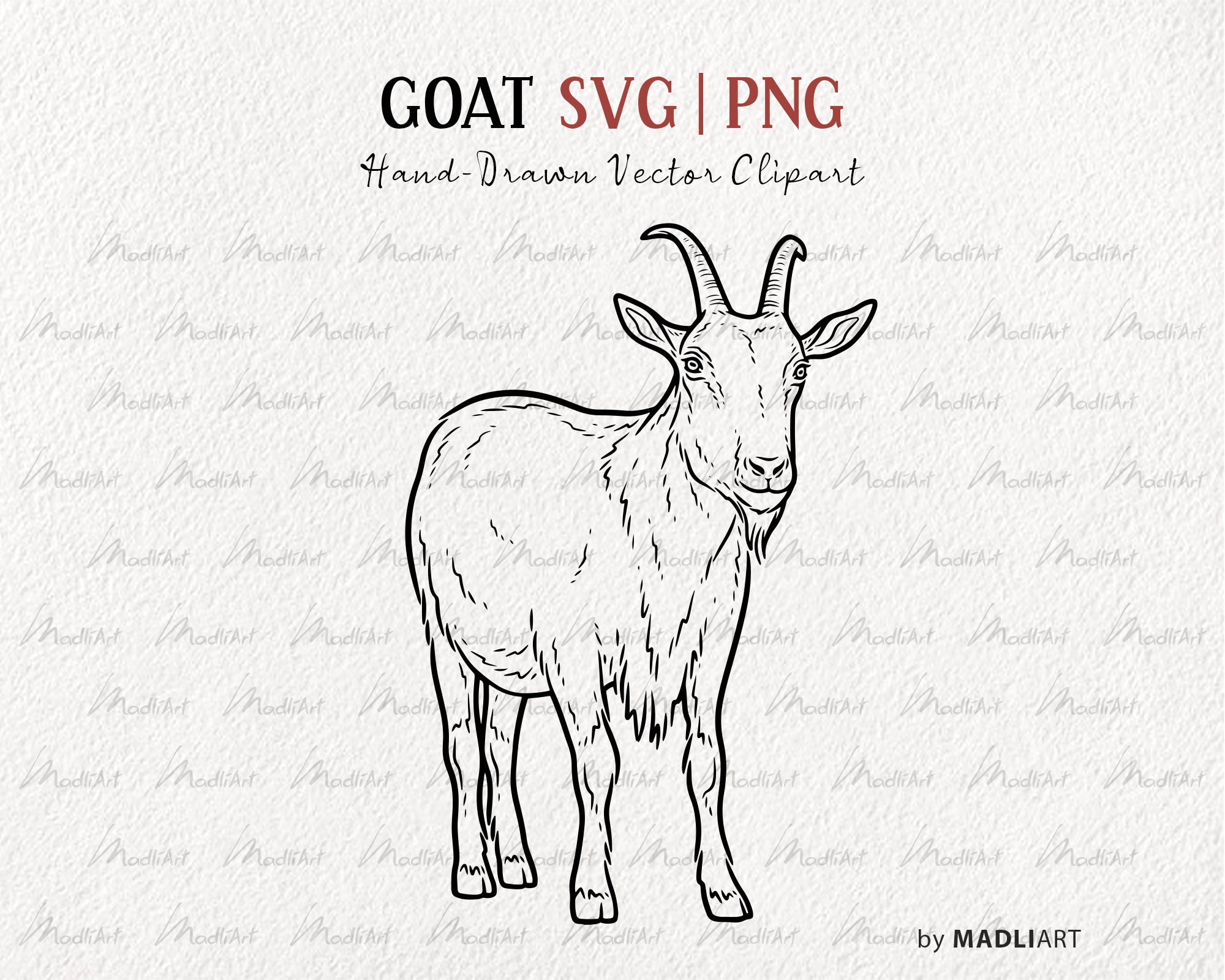 Goat SVG Clipart. Goat Vector Line Art. Farm Animal Drawing. Cute Goat ...