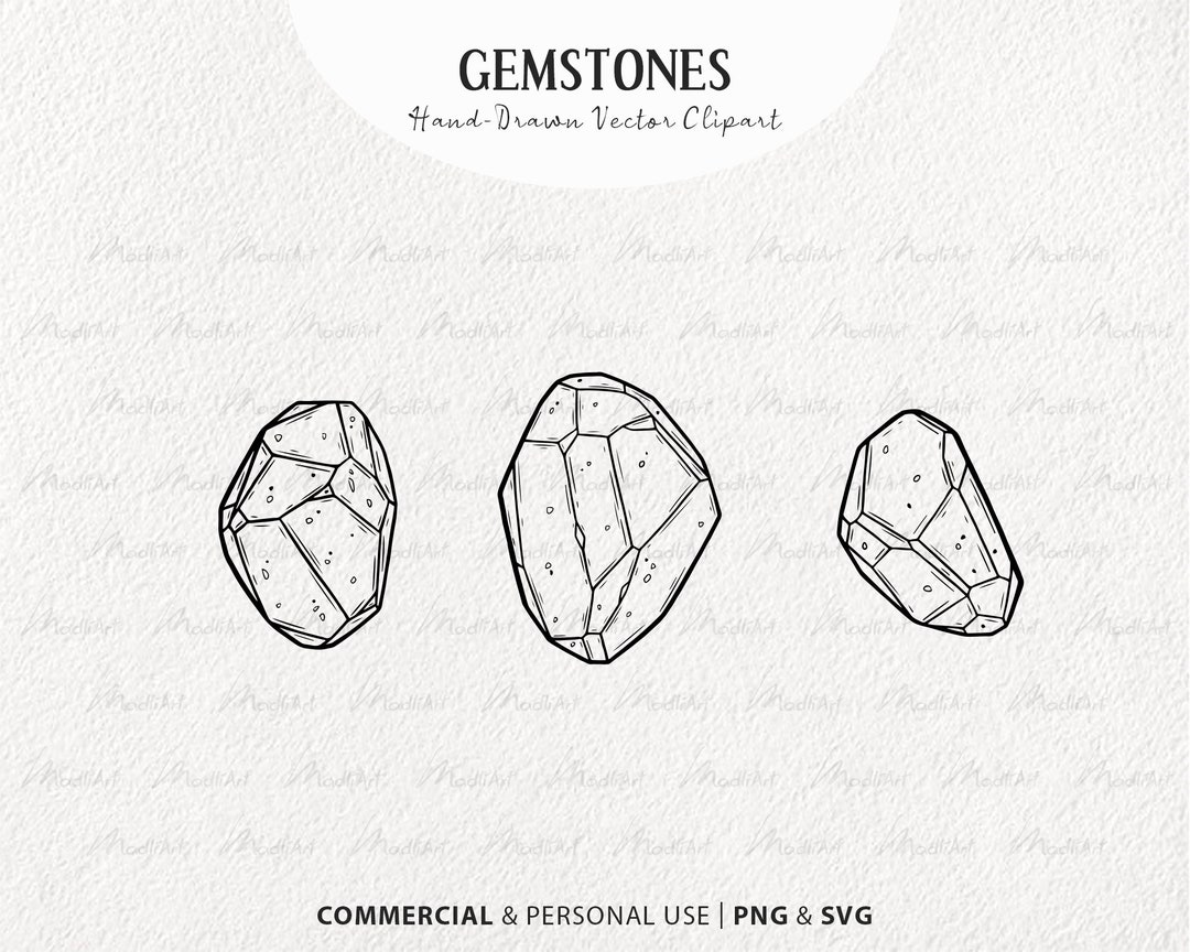 3 Gemstones Vector Clipart Set. Celestial Crystal SVG Outline ...