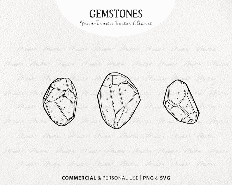 3 Gemstones Vector Clipart Set. Celestial Crystal SVG Outline. - Etsy
