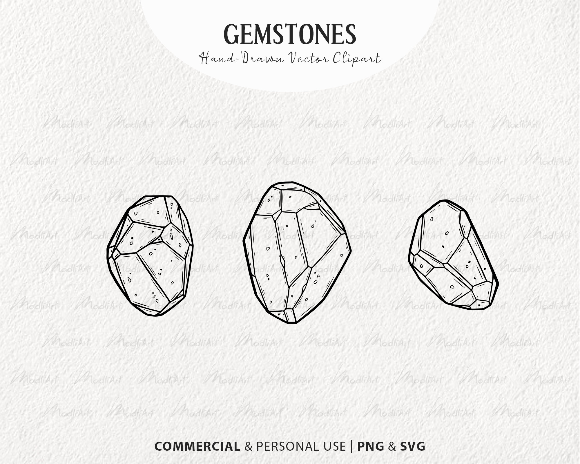 3 Gemstones Vector Clipart Set. Celestial Crystal SVG Outline ...
