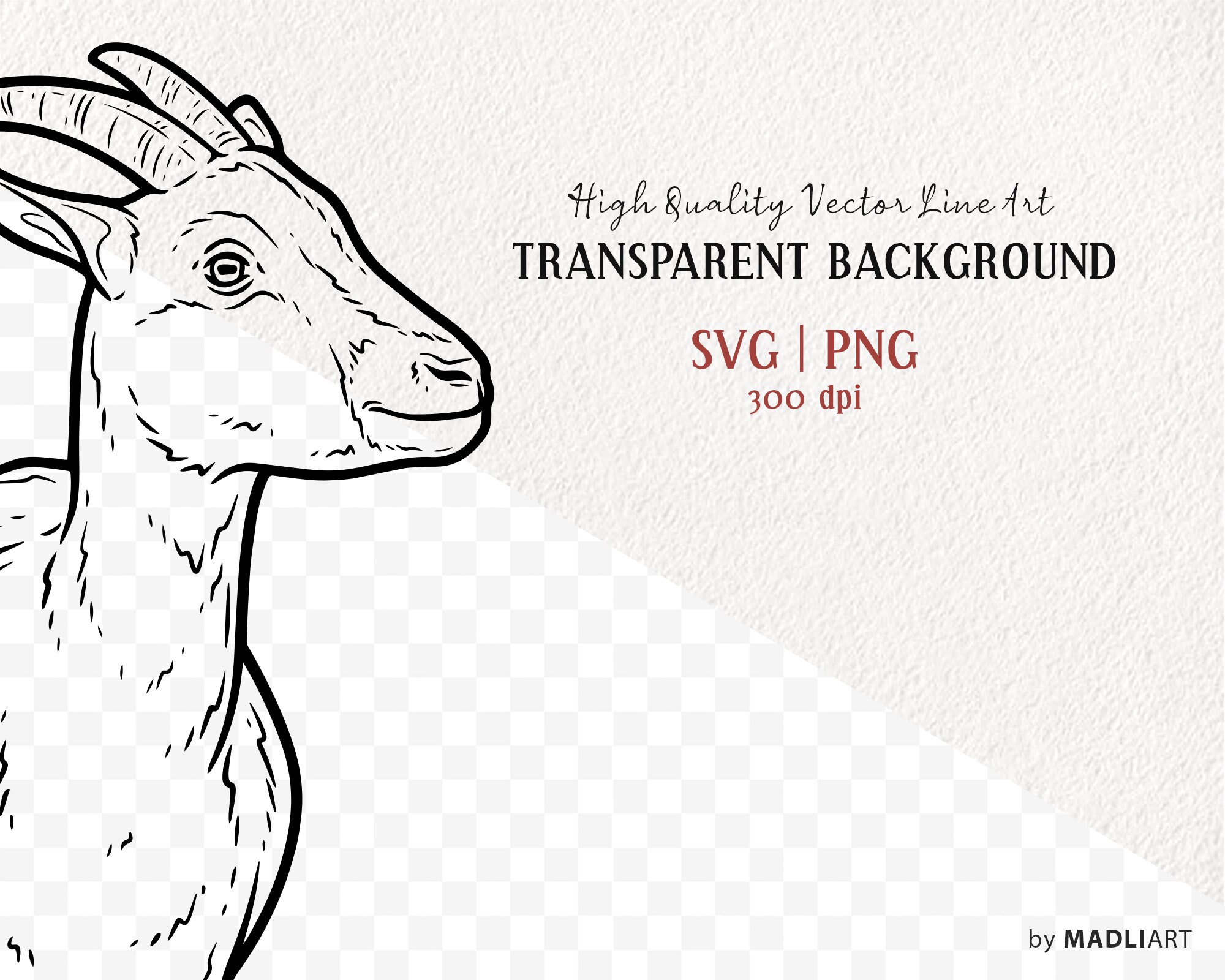 Goat SVG Clipart. Goat Vector Line Art. Farm Animal Drawing. Cute Goat ...