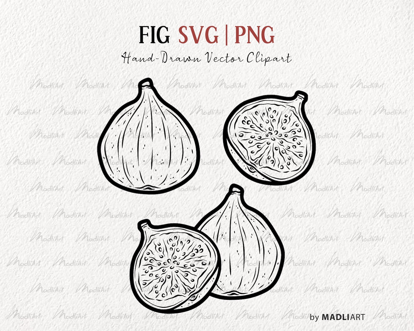 Fig SVG Clipart. 3 Fig Vector Line Drawings. Tropical Fruit Outline ...