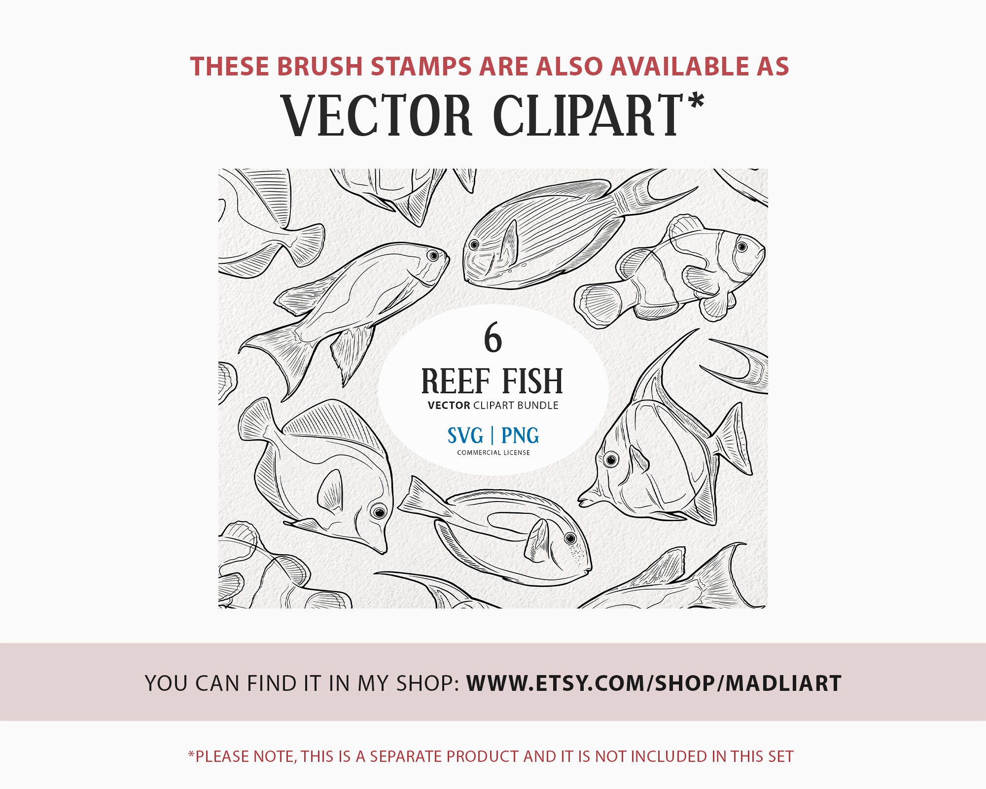 6 Procreate Coral Reef Fish Stamps. Tropical Fish Tattoo - Etsy