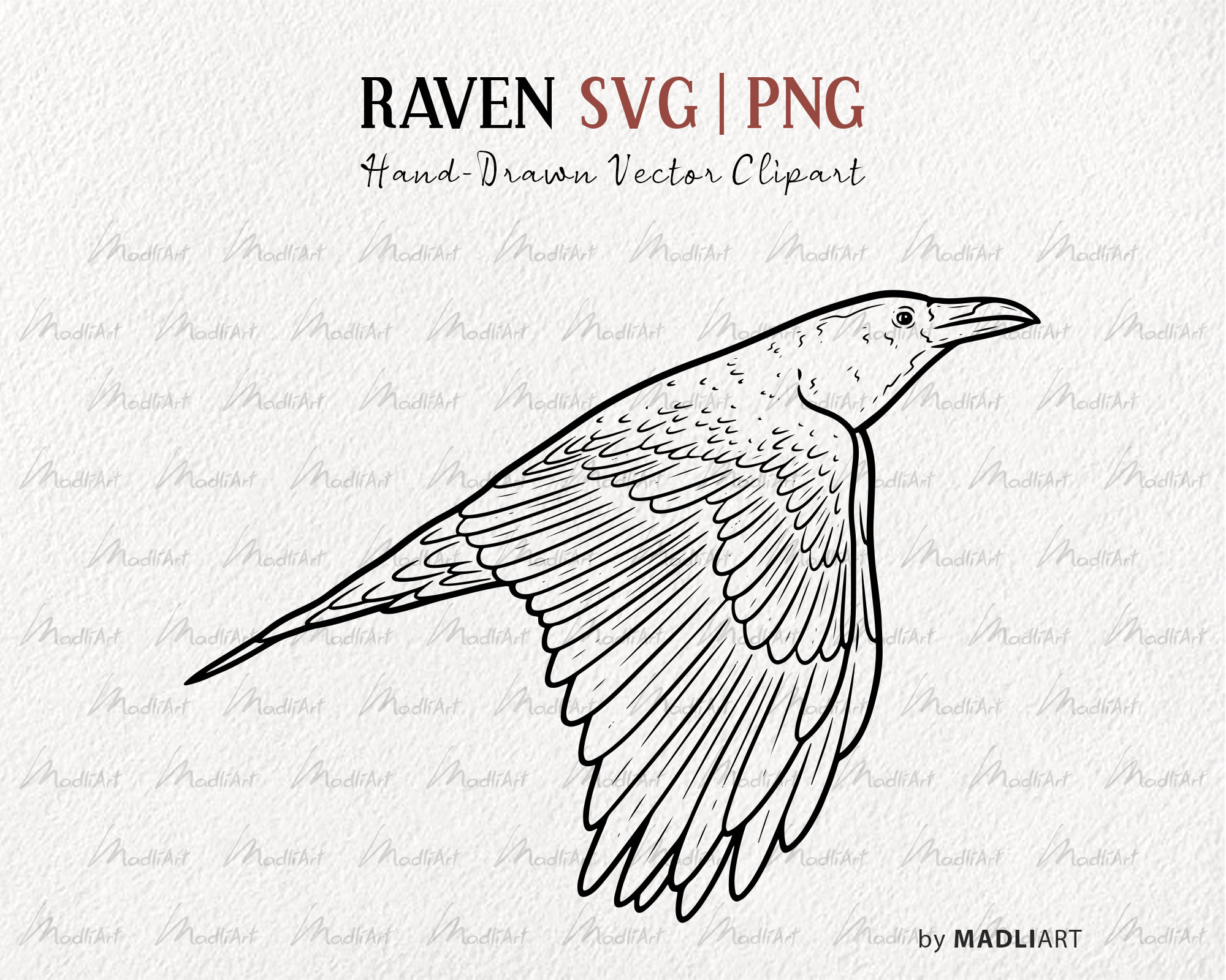 Flying Raven SVG Clipart. Crow Vector Line Drawing. Flying Crow Clipart ...