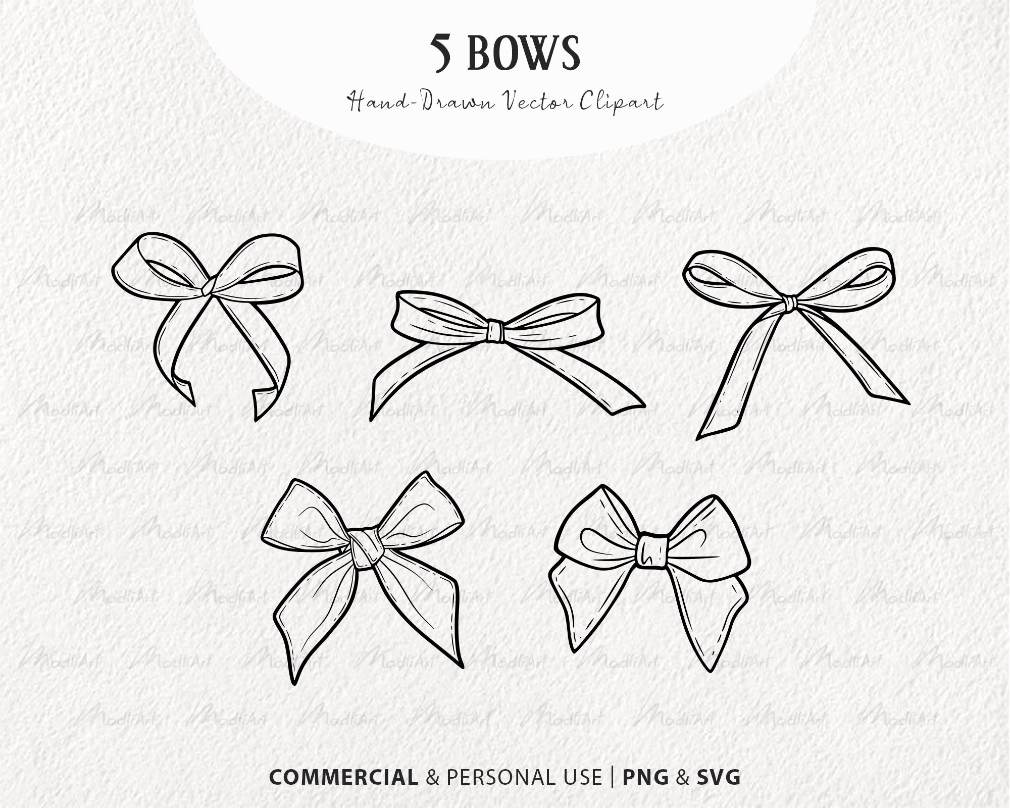 5 Bows Vector Clipart Bundle. Christmas Bowtie SVG Outline. - Etsy