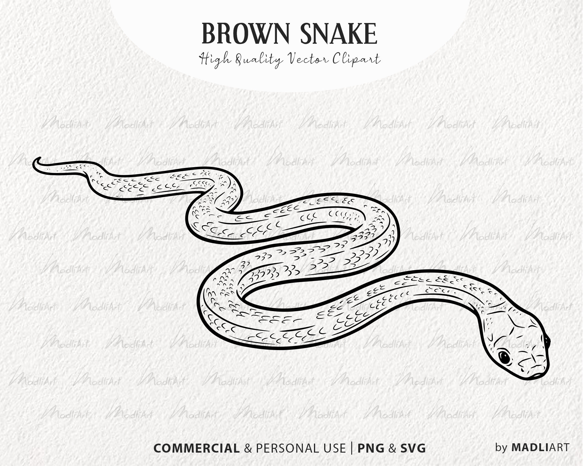 Brown Snake SVG Clipart. Snake Vector Drawing. Cobra Tattoo Design ...