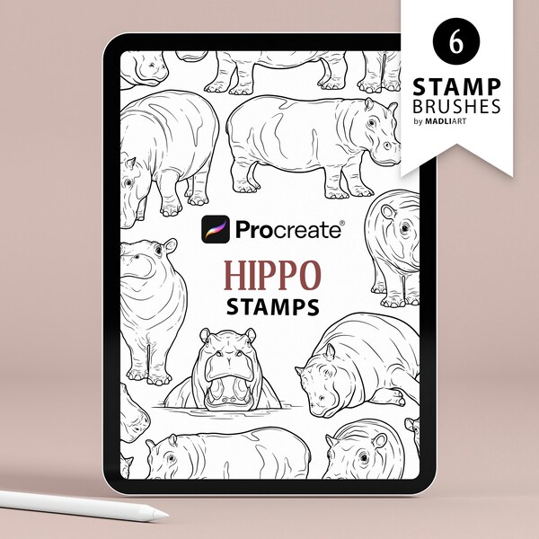 Hippo Stamp - Etsy