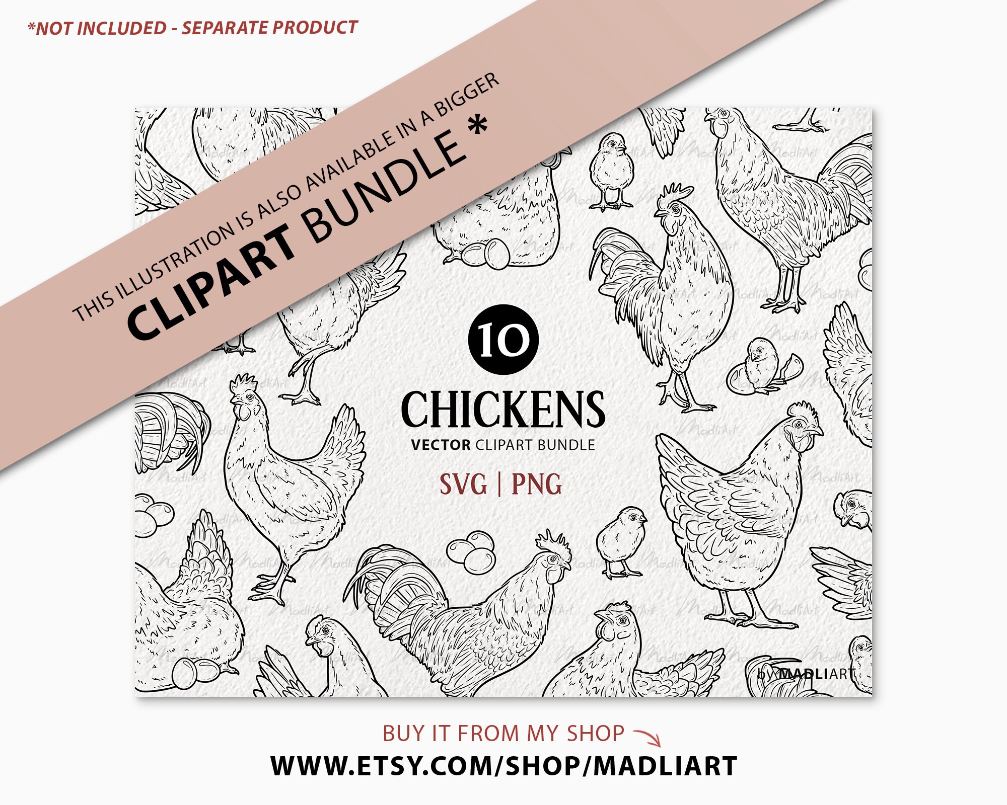 Chicken SVG Clipart. Farm Bird Vector Art. Hen Outline Drawing. Bird ...