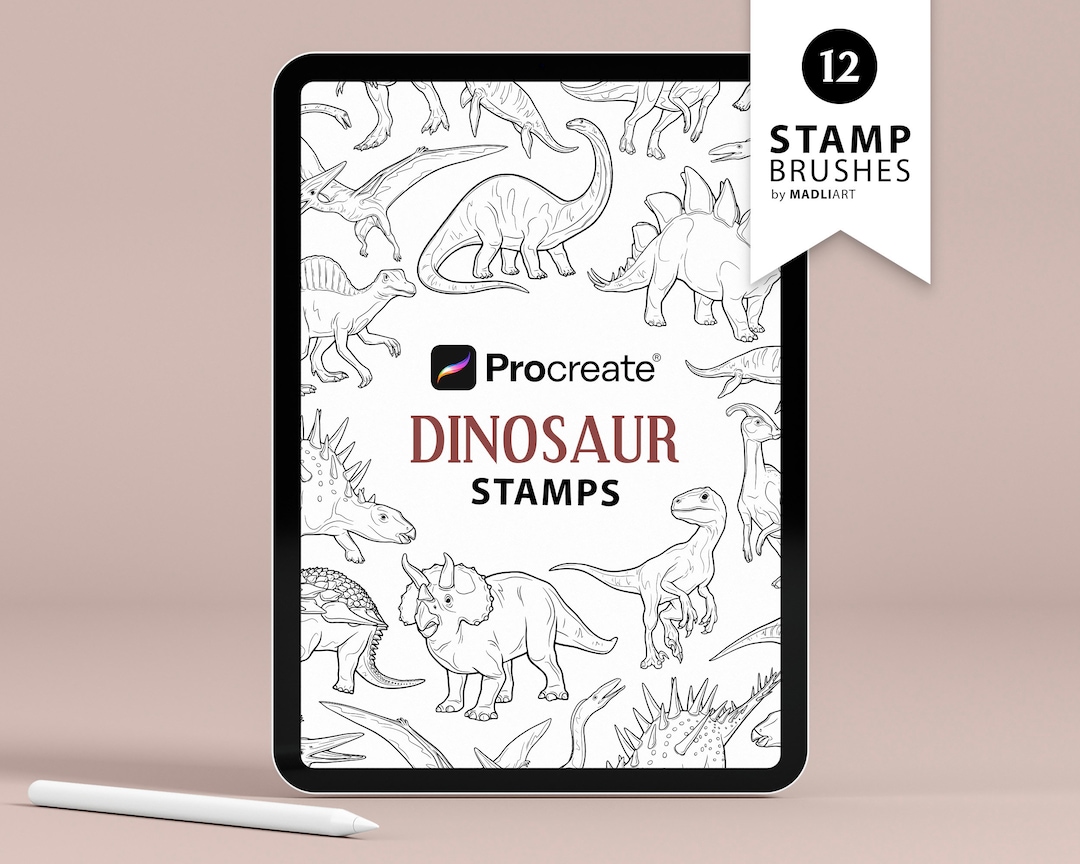 12 Procreate Dinosaur Stamps. Jurassic Tattoo Design. Prehistoric ...